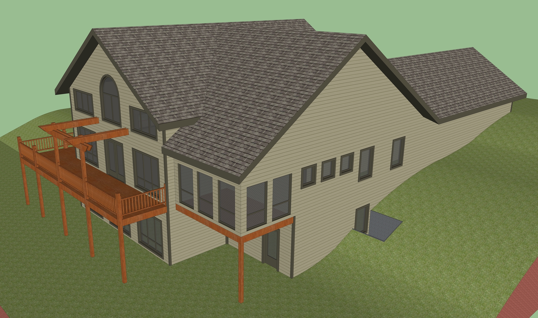 Kiner Residence Side Of House Rendering | Curtis Architecture